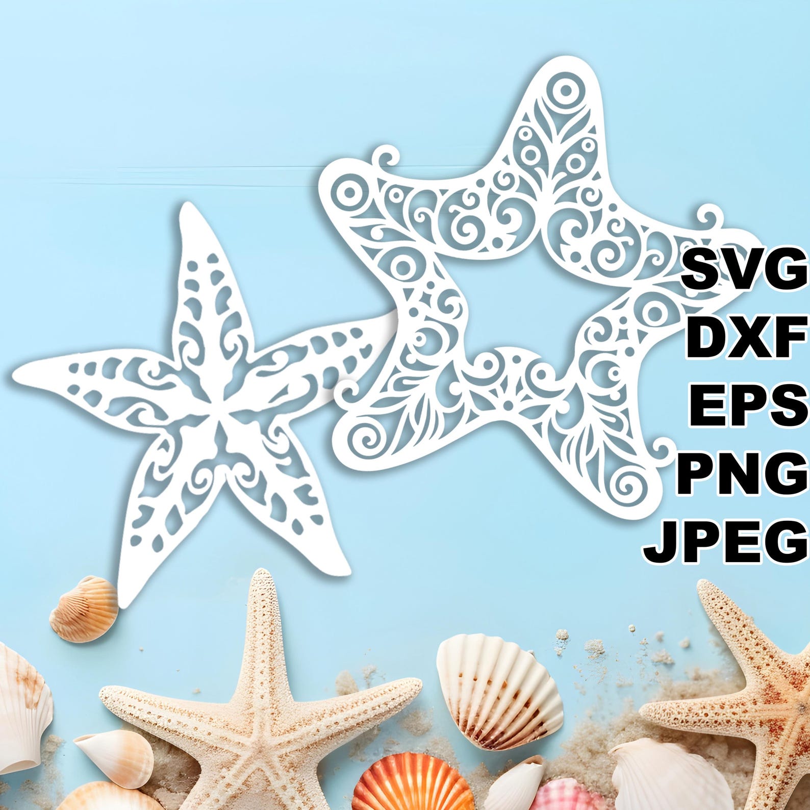 Elegant Starfish SVG Cut Files (svg Dxf Png Eps Jpeg) Silhouette ...