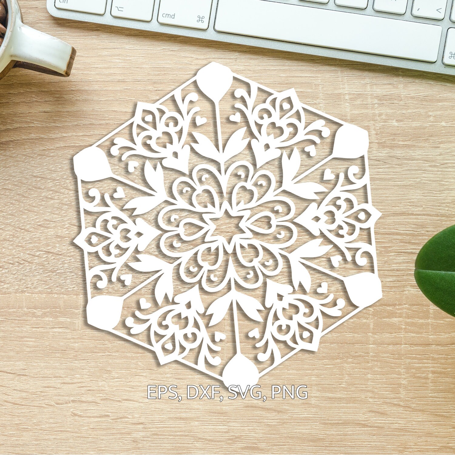 Snowflake SVG Cut Files (svg Dxf Png Eps) Silhouette & Cricut, Digital ...
