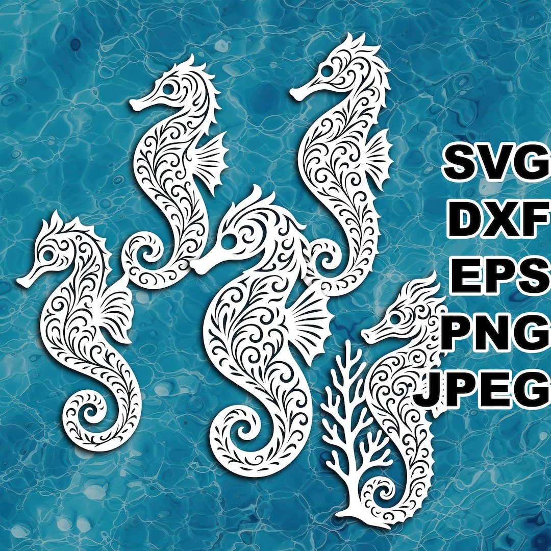 Filigree Common Seahorse SVG Cut Files (svg Dxf Png Eps Jpeg ...