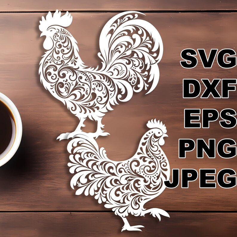 Chicken Fancy SVG Cut Files svg Dxf Png Eps Jpg Silhouette & Cricut ...