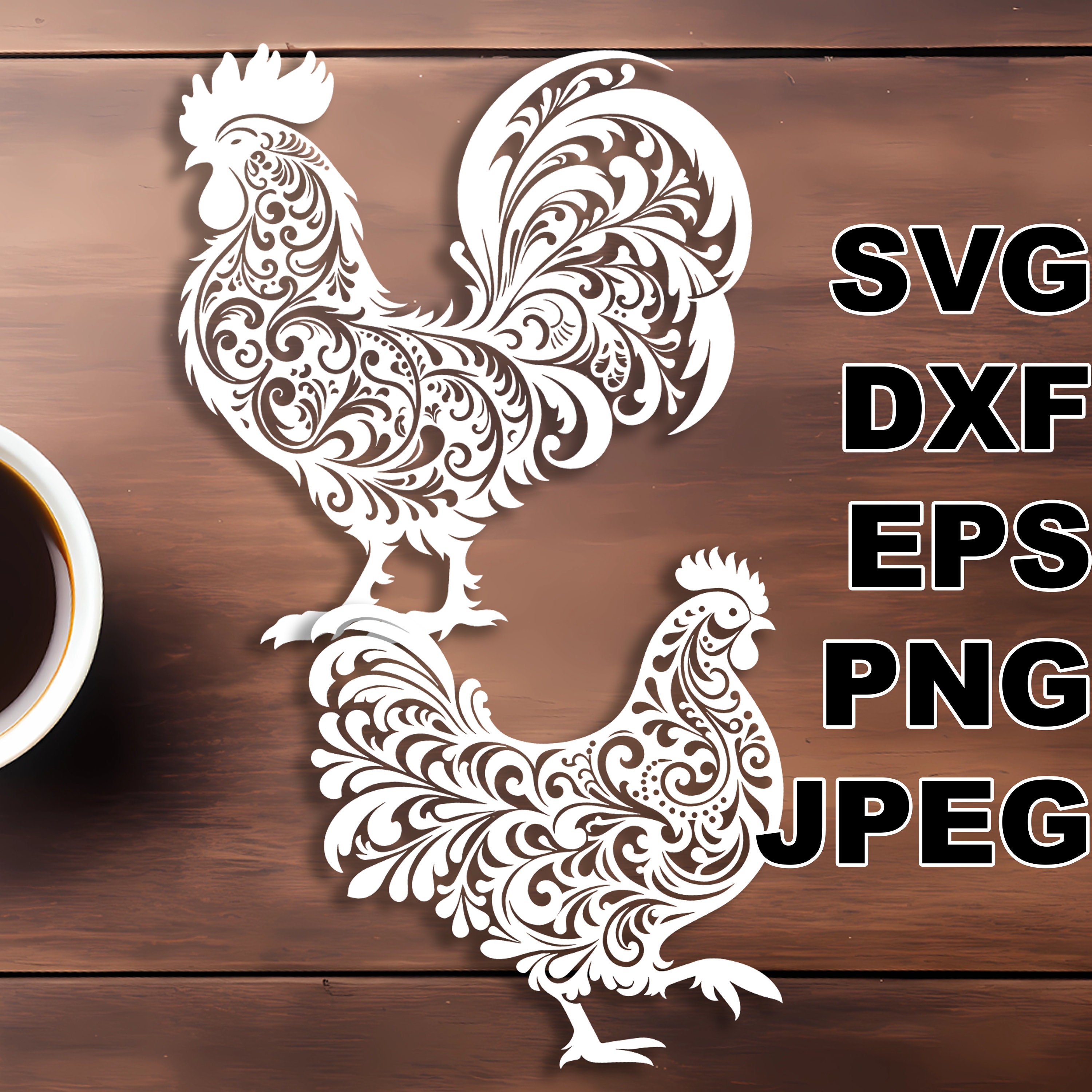 Chicken Fancy SVG Cut Files svg Dxf Png Eps Jpg Silhouette & Cricut ...
