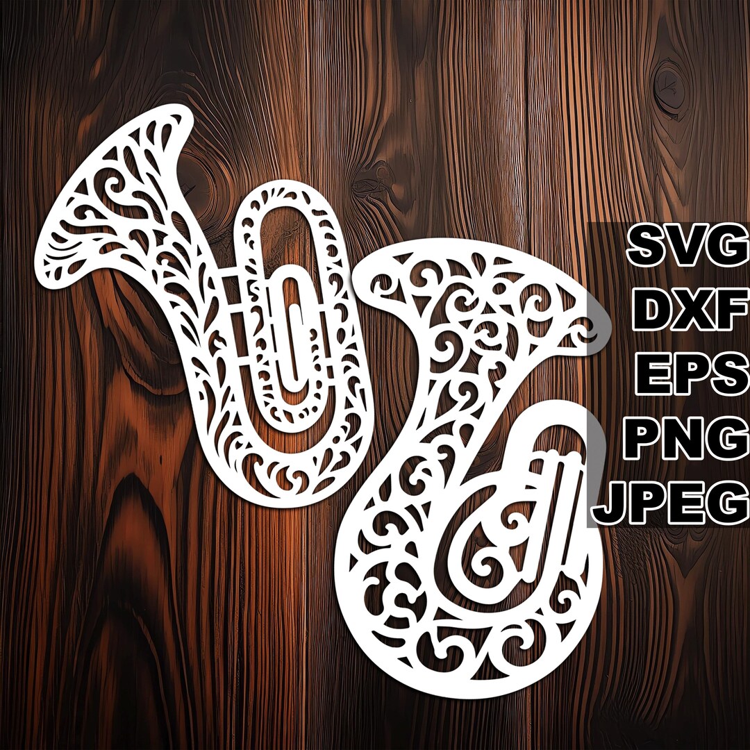 Filigree Tuba SVG Cut Files (svg Dxf Png Eps Jpeg) Silhouette & Cricut ...