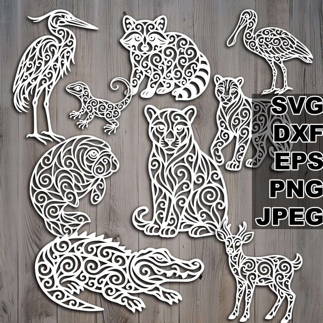 Elegant Floridian Animals SVG Cut Files (svg Dxf Png Eps Jpeg ...