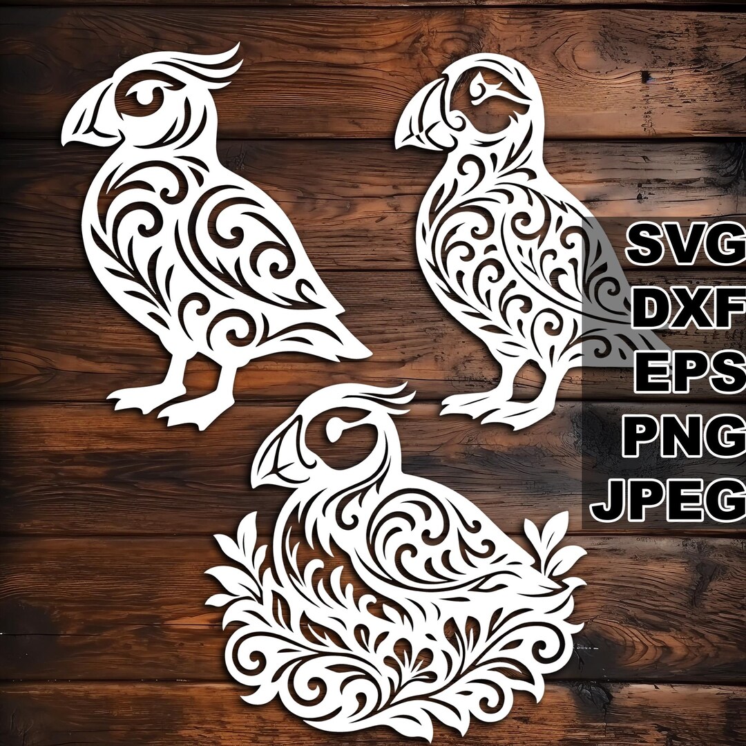 Filigree Puffin SVG Cut Files (svg Dxf Png Eps Jpeg) Silhouette ...