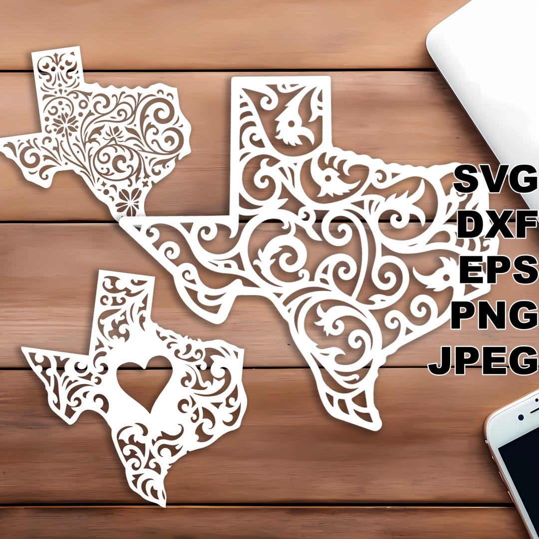 Texas SVG Cut Files (svg Dxf Png Eps Jpeg) Silhouette & Cricut, Digital ...