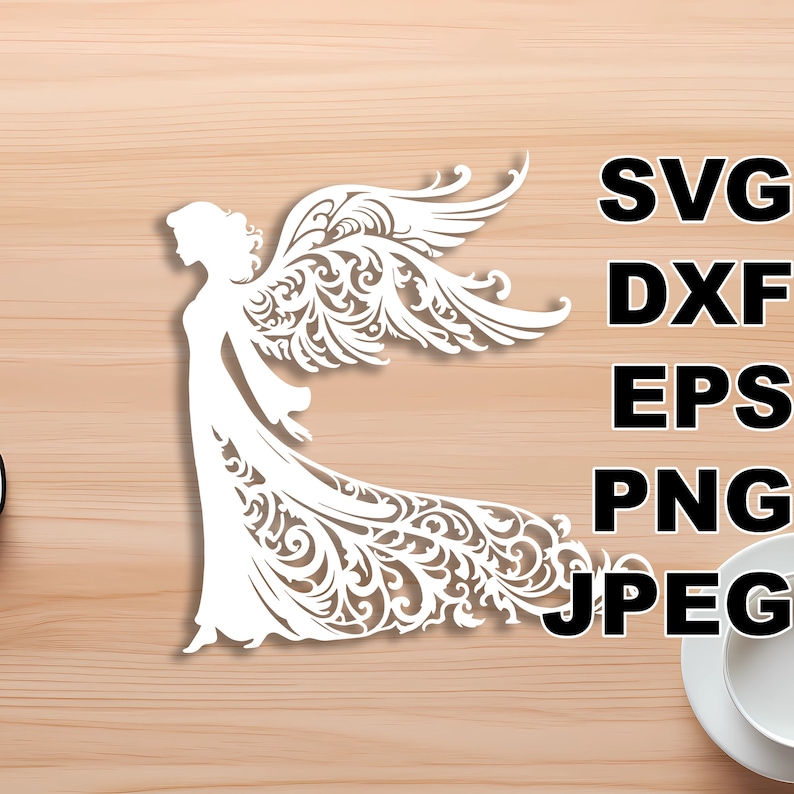 Elegant Angels SVG Cut Files svg Dxf Png Eps Jpg Silhouette & Cricut ...