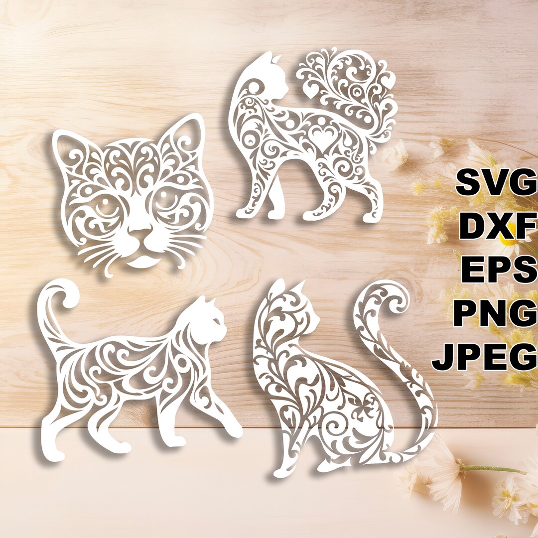 Fanciest Cats SVG Cut Files (svg Dxf Png Eps Jpg) Silhouette & Cricut ...