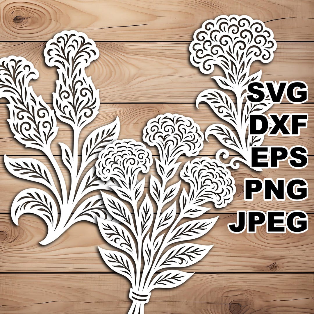 Filigree Celosia SVG Cut Files (svg Dxf Png Eps Jpeg) Silhouette ...