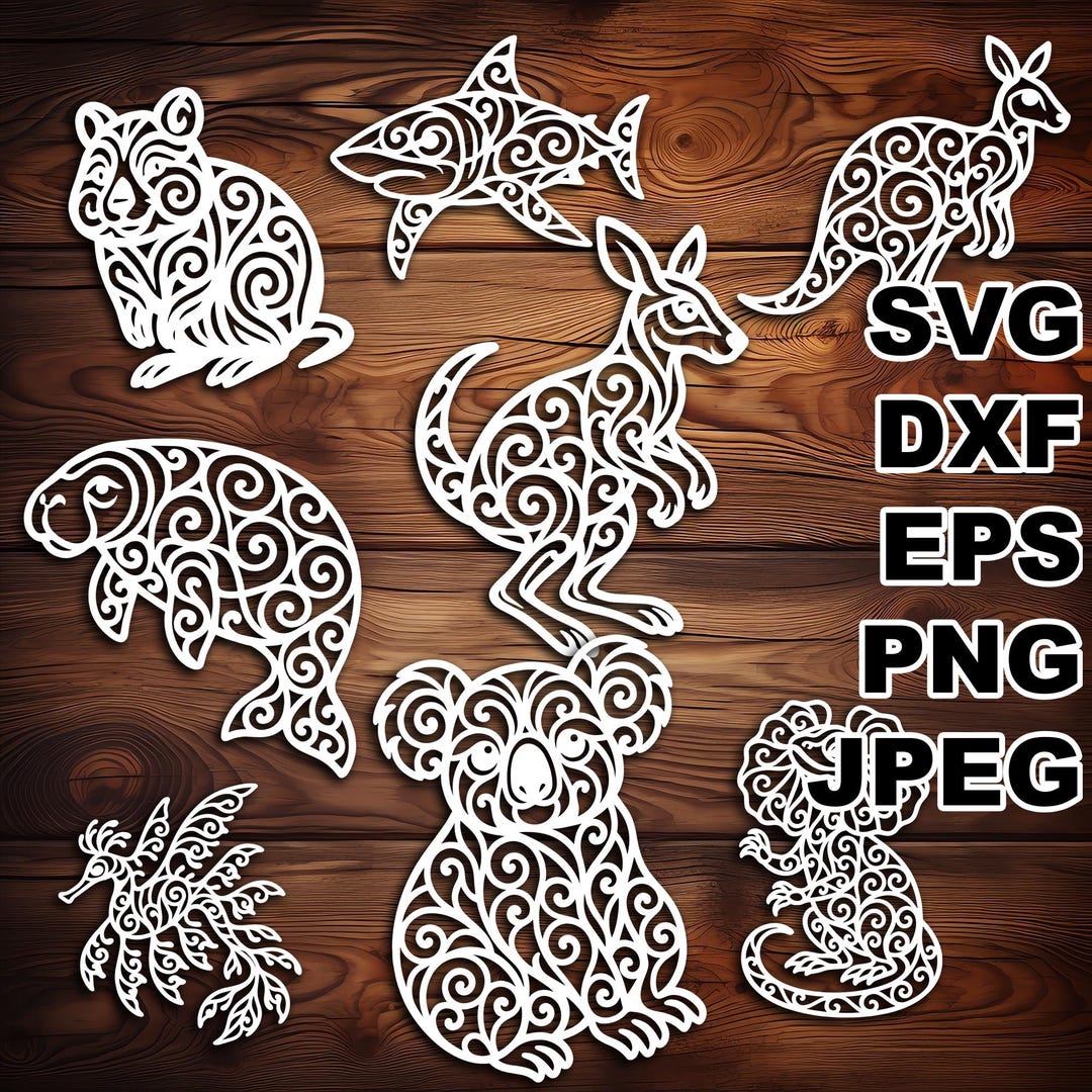 Elegant Australian Animals SVG Cut Files (svg Dxf Png Eps Jpeg ...