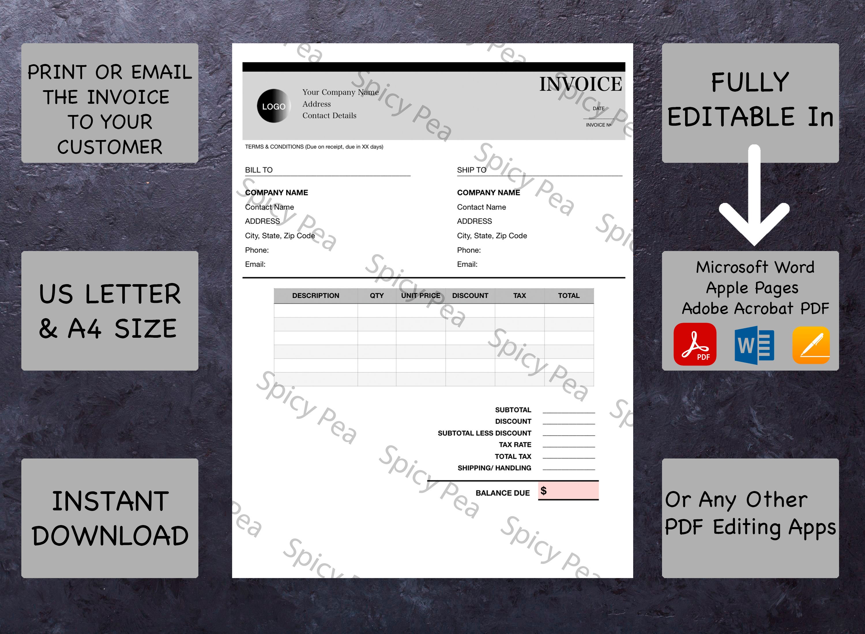Printable Invoice, Receipt, Invoice Template, Business Invoice ...
