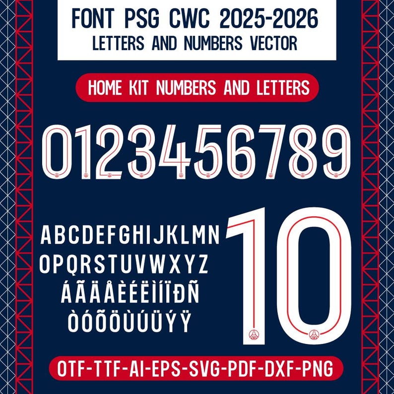 Font Vector Paris Saint Germain PSG 25-26 Font CWC Ai, Svg, Pdf, Png ...