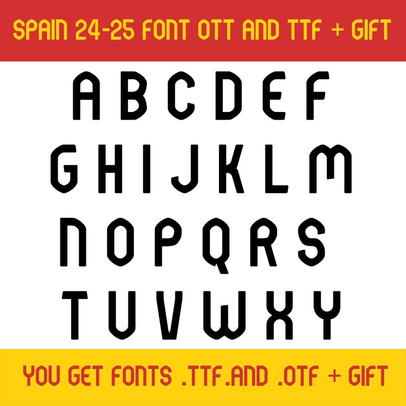 Spain 2024 Jersey Font: Football Club Typeface (TTF, OTF) (digital ...