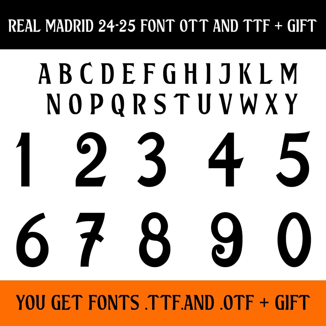 Real Madrid 2025 Jersey Font | Football Club Typeface | Mbappe Jersey ...