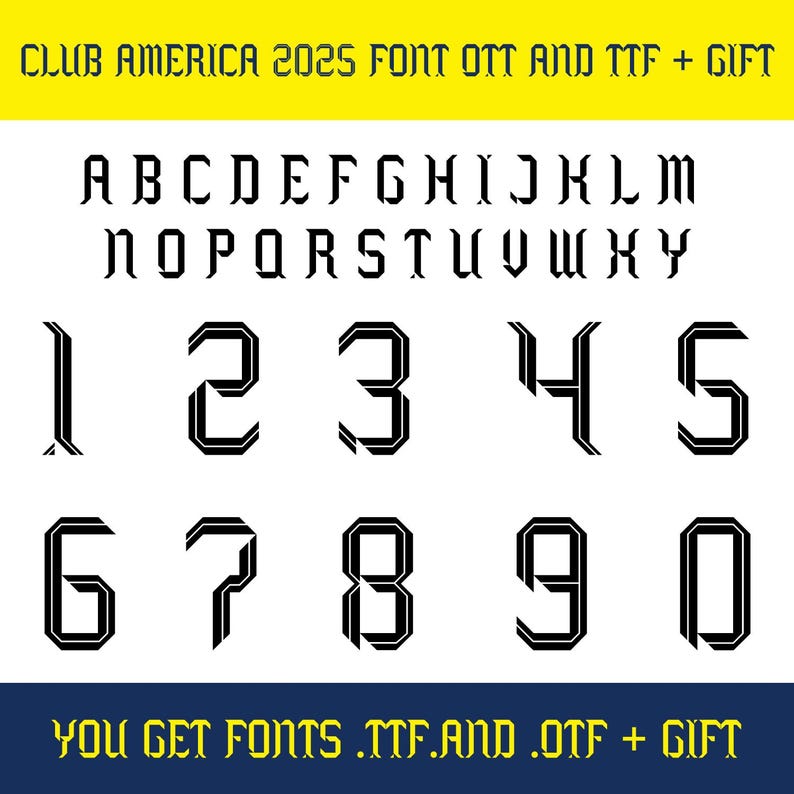 Club America 2025 Jersey Font | Football Club Typeface | Soccer Font ...
