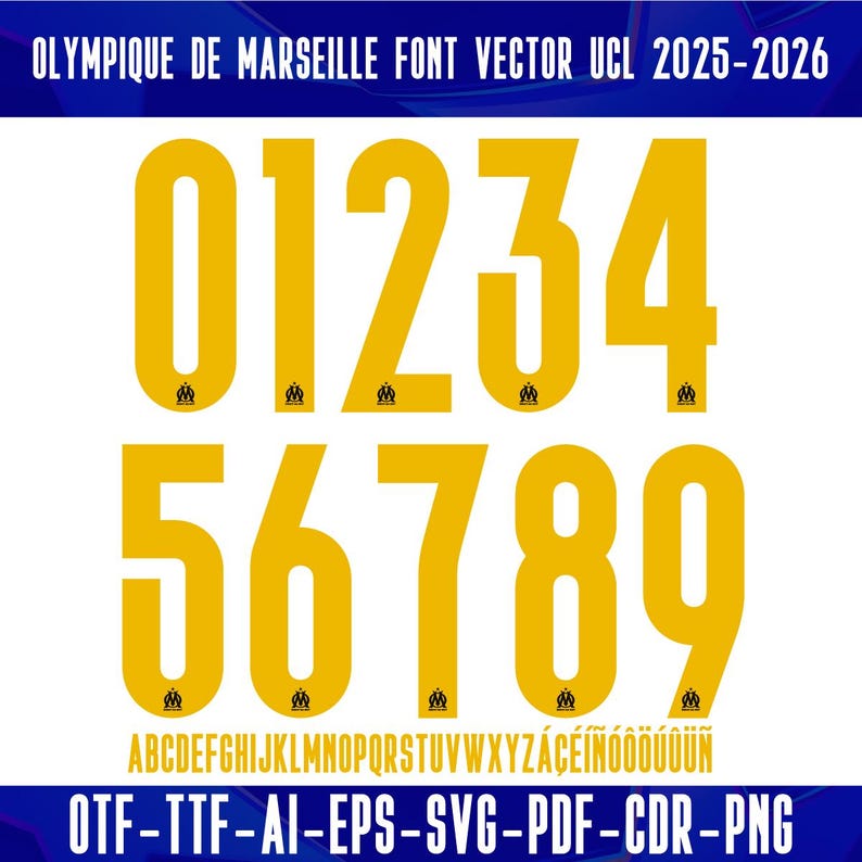 Marseille Font Vector UCL 2025-2026 Font Otf-ttf and Vector Ai, Eps ...
