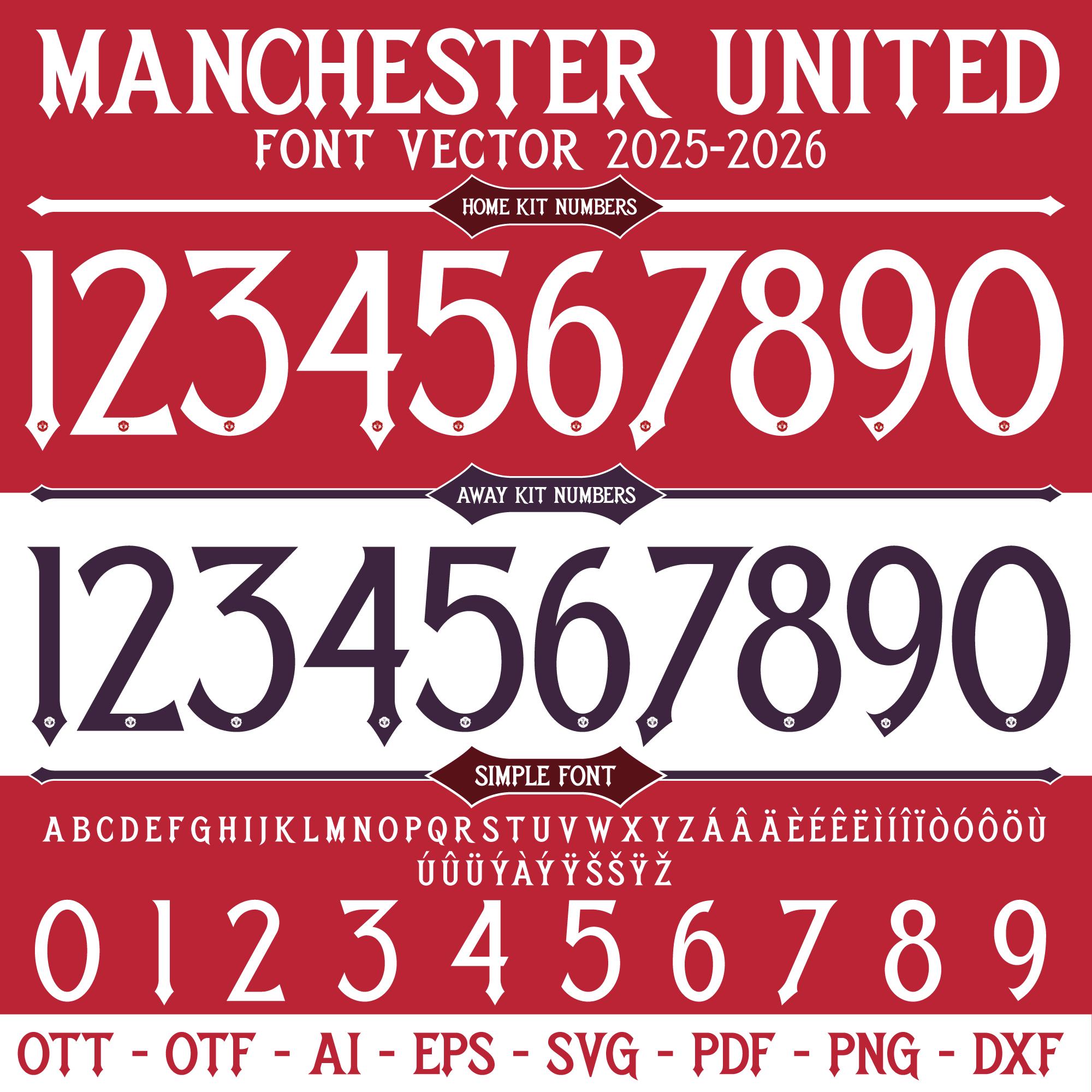 Font Vector Manchester United 2025-2026 Font Ai, Eps, Dxf, Pdf, Svg ...