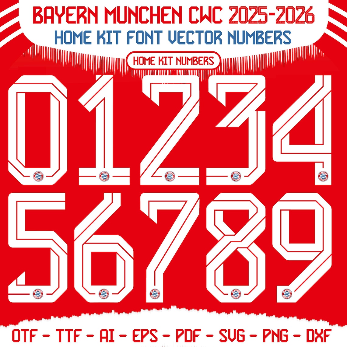 Fuente vectorial del Bayern Múnich 25-26 (Ai, SVG, PDF, PNG, OTF, TTF ...