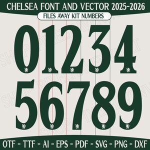 Chelsea 2025-2026 Font & Numbers Vector Kit (digital Download) - Etsy