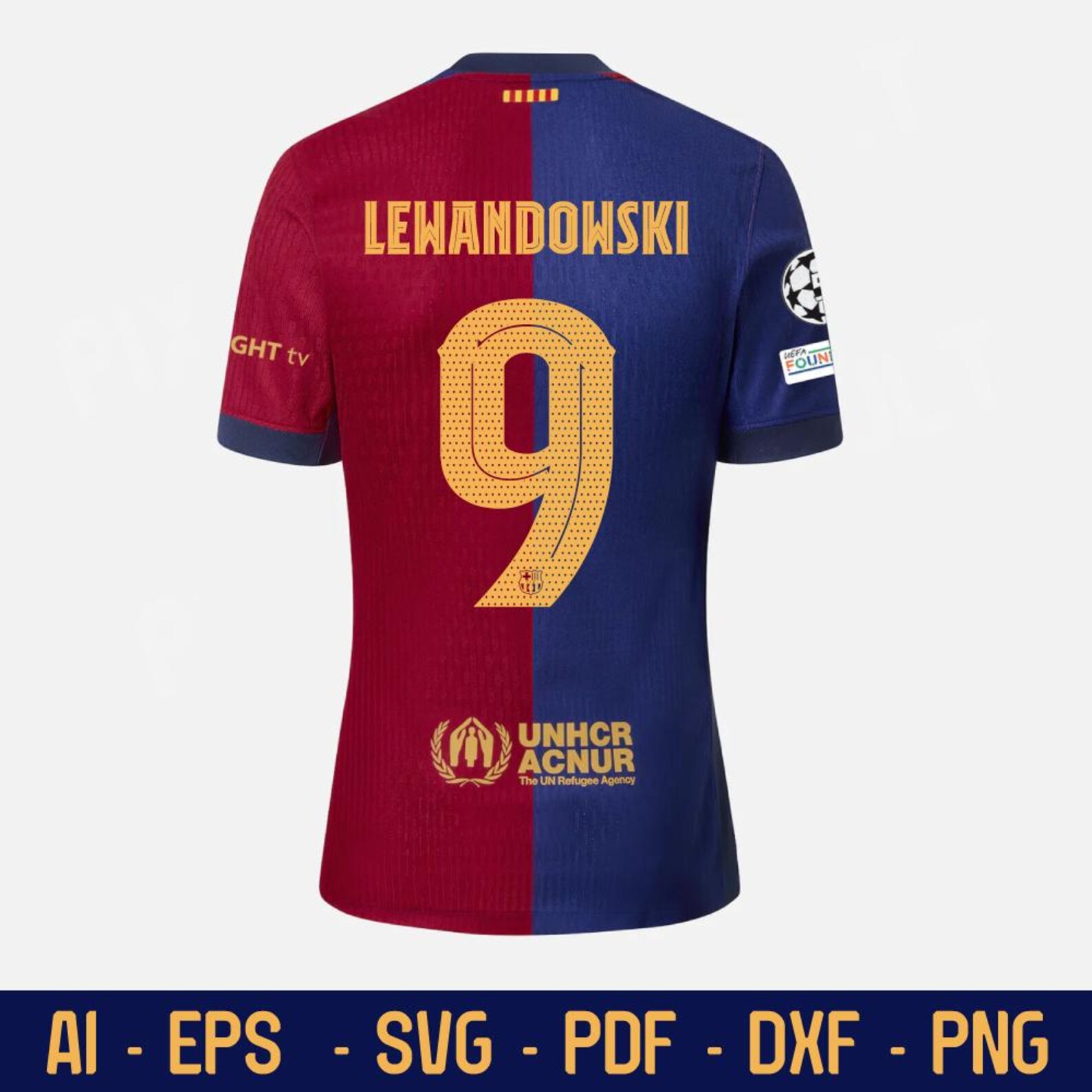 Lewandowski 9 BARCELONA Jersey Name and Number, Home Kit Player ...