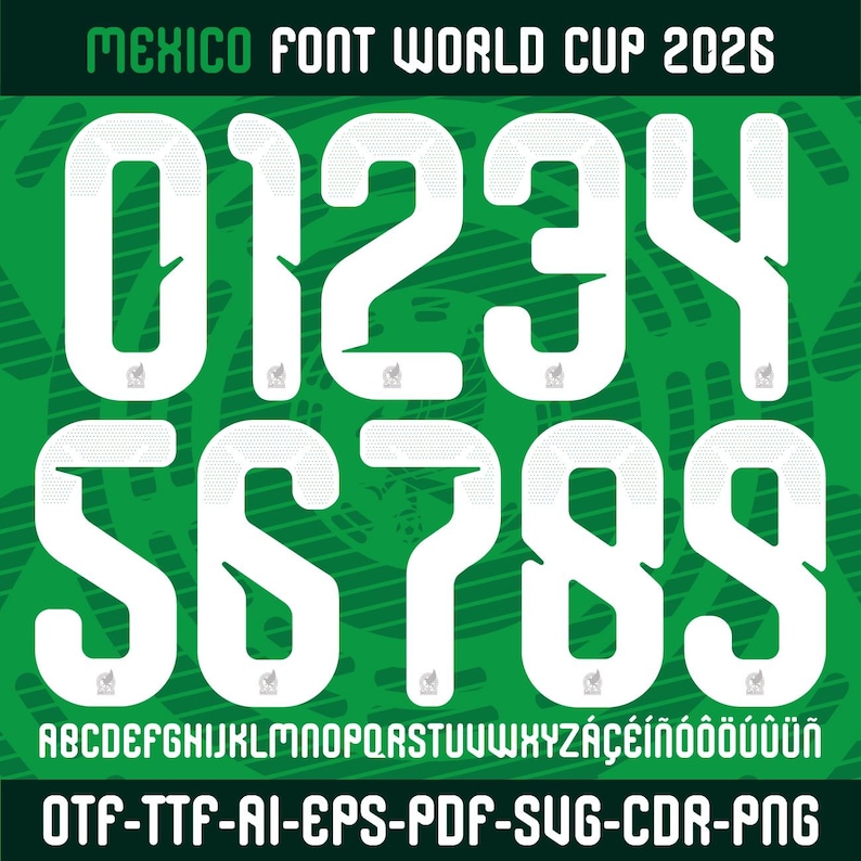 Mexico Jersey Font 2026 World Cup: Football Vector Typeface (digital ...