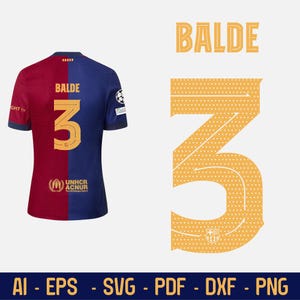 Balde 3 BARCELONA Jersey Name and Number, Home Kit Player Balde, Ai ...