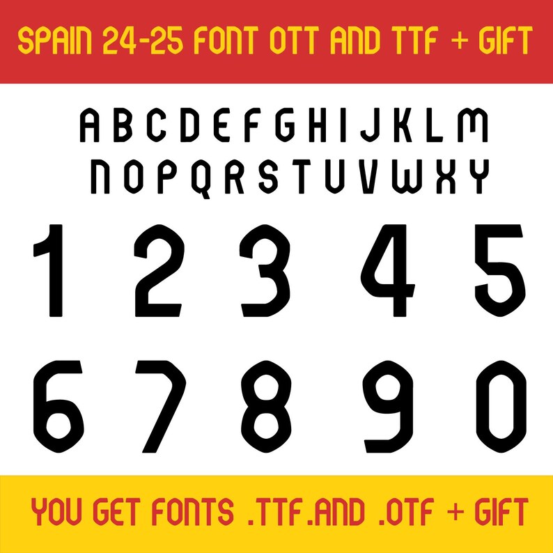 Spain 2024 Jersey Font: Football Club Typeface (TTF, OTF) (digital ...