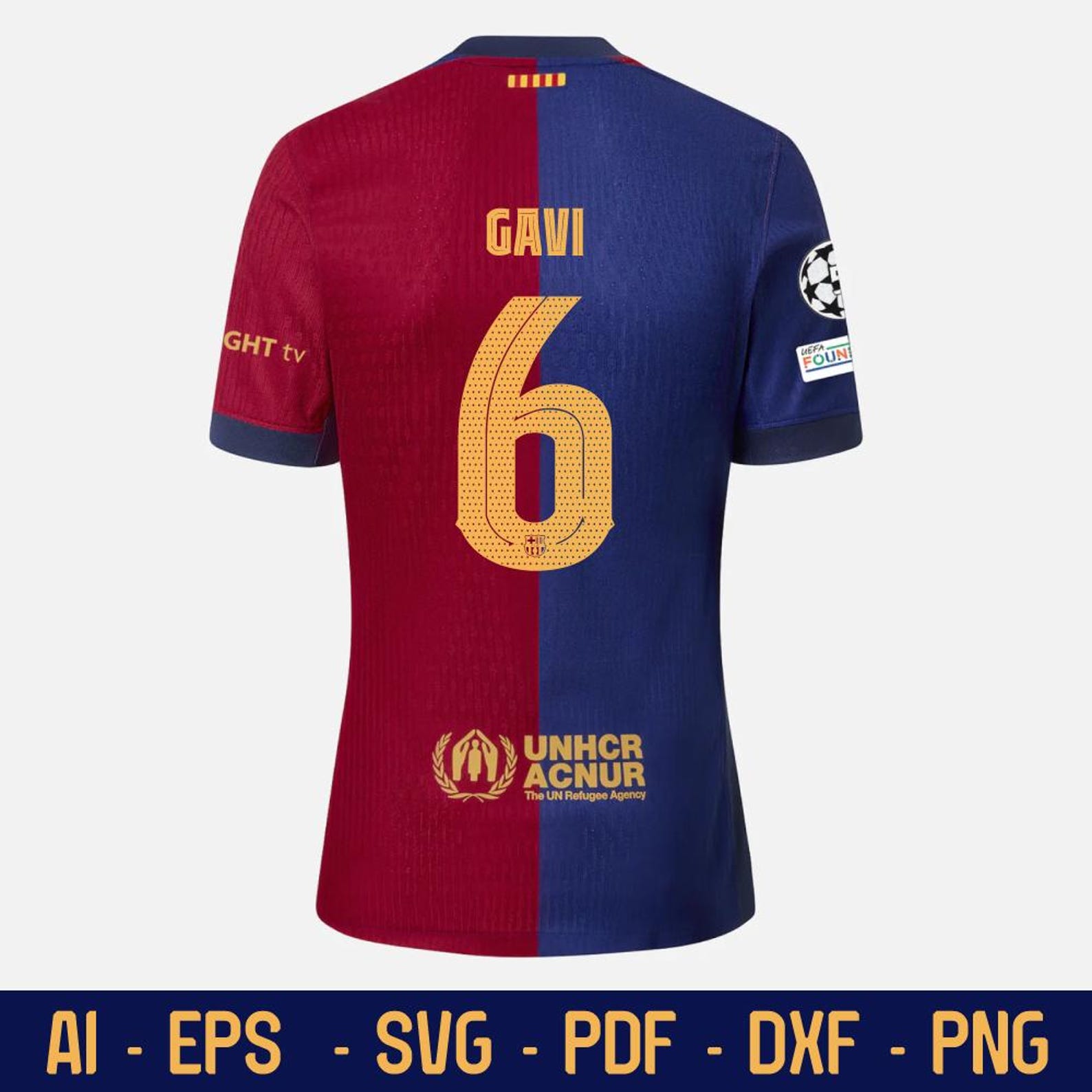 GAVI 6 Barcelona Jersey Name and Number, Home Kit Player Gavi 6, Ai ...
