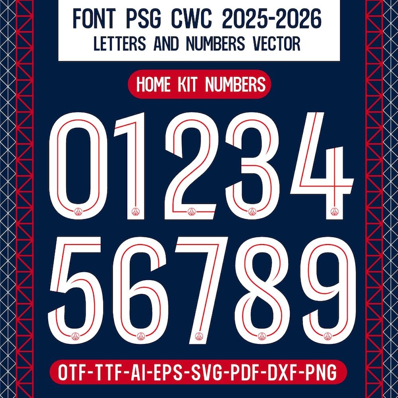 Font Vector Paris Saint Germain PSG 25-26 Font CWC Ai, Svg, Pdf, Png ...