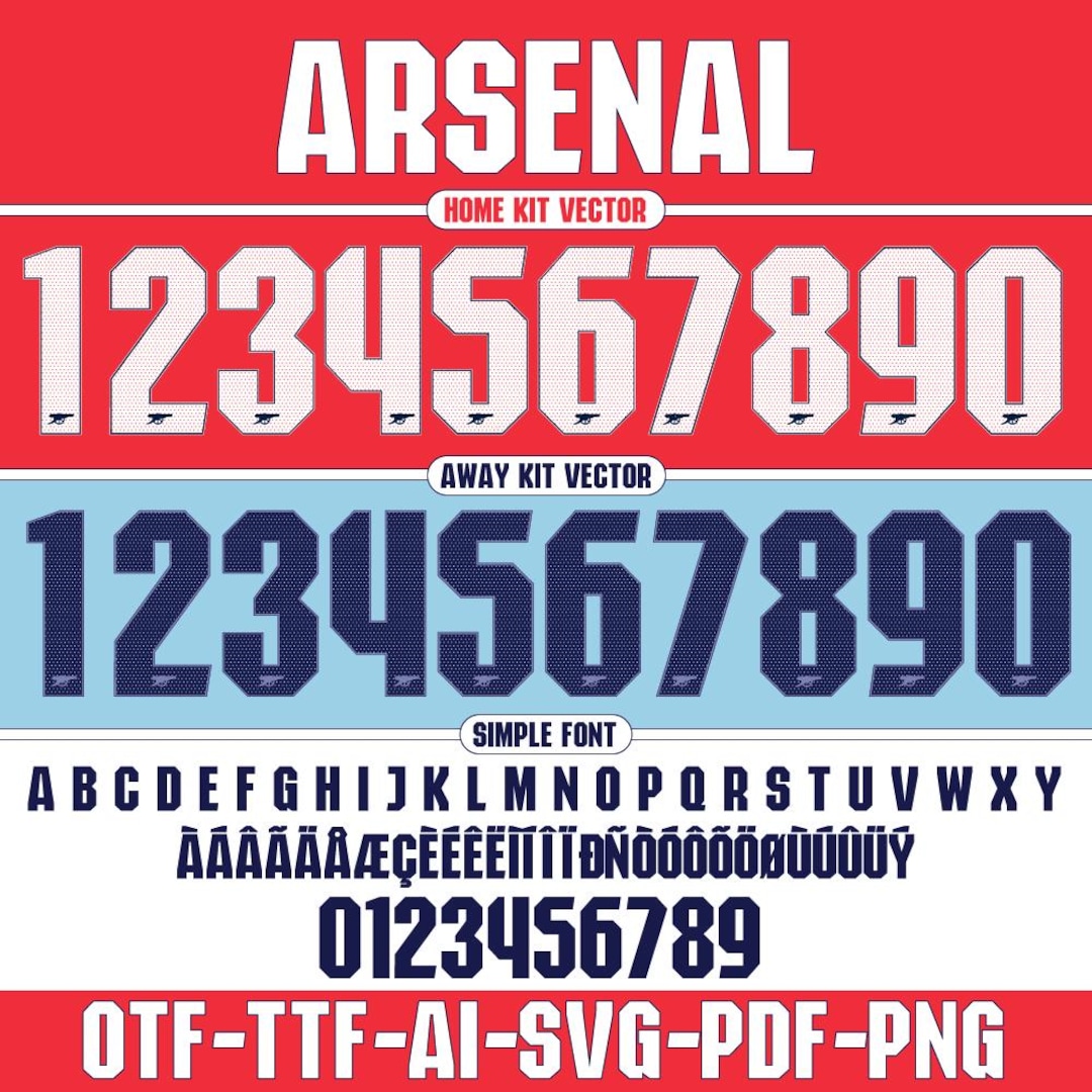 Font Vector Arsenal 2025 Font Otf,ttf, AI, Svg, Pdf, Png Arsenal Shirt ...