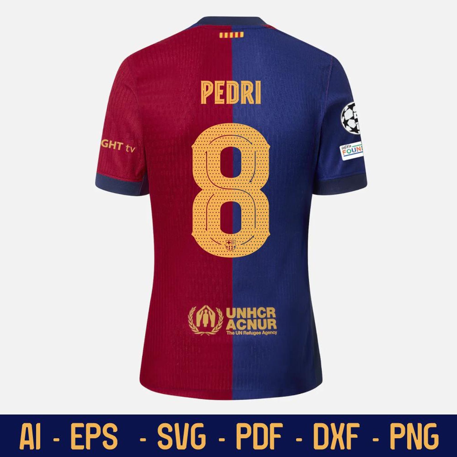 Pedri 8 Barcelona Jersey Home Kit: Cricut & Glowforge Cut File (digital ...