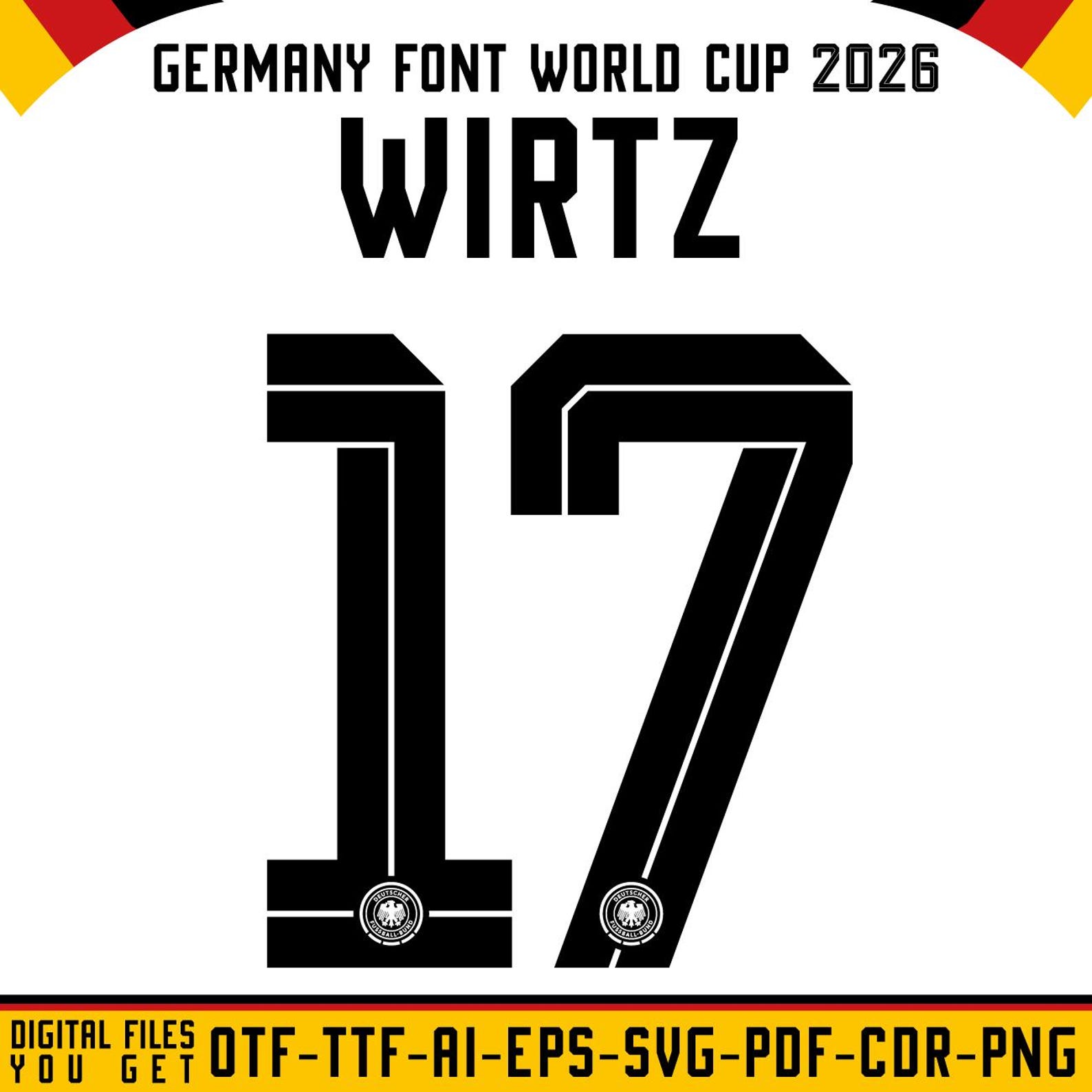 Germany Jersey Font 2026 World Cup: Football Vector Typeface (digital ...