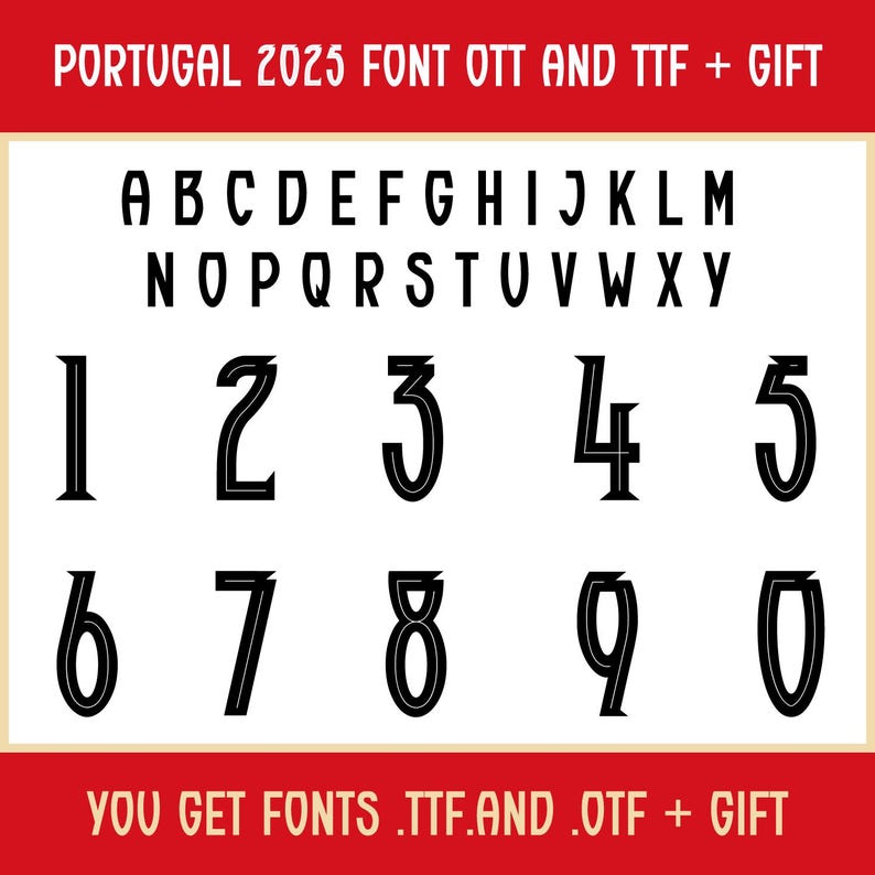Portugal 2025 Jersey Font | Football Club Typeface (digital Download ...