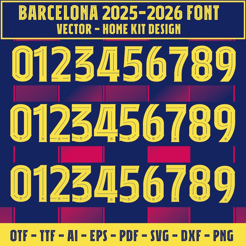 Font Vector FC Barcelona 2025-2026 UCL, Ai, Eps, Svg,pdf,dxf, Otf and ...