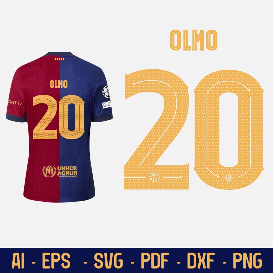 Olmo 20 BARCELONA Jersey Name and Number, Home Kit Player Olmo 20, Ai ...