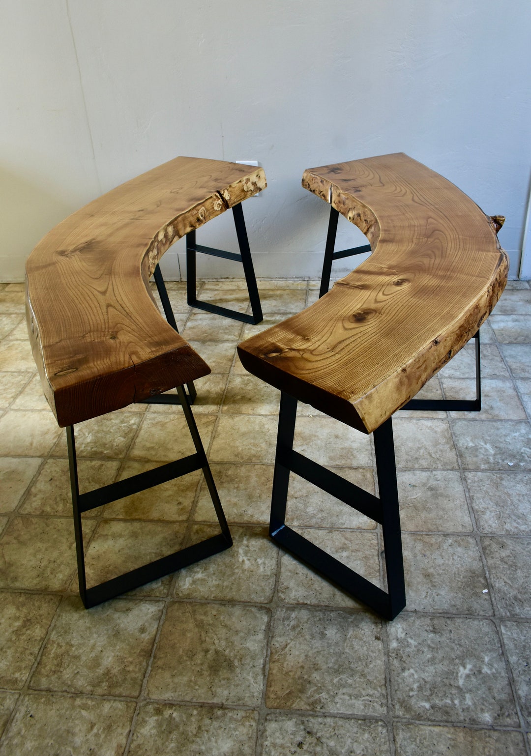 Tri-leg Curved Bench Pair - Etsy