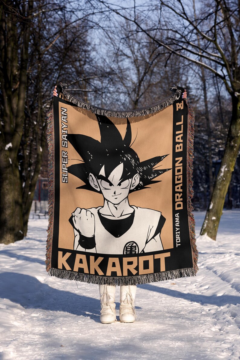 Goku Anime Manga Woven Blanket Super Soft Throw for Bed, Couch, Sofa ...