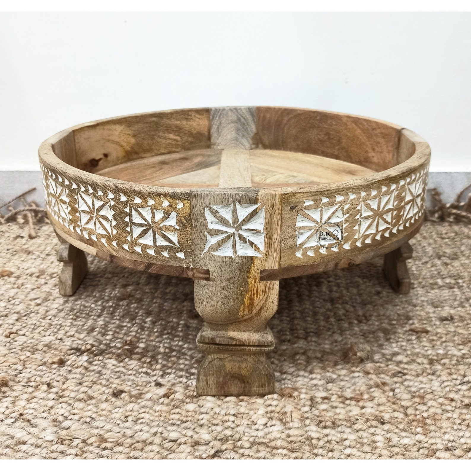 Indian Wooden Carved Chakki Table / Wooden Grinder Table / Handmade ...