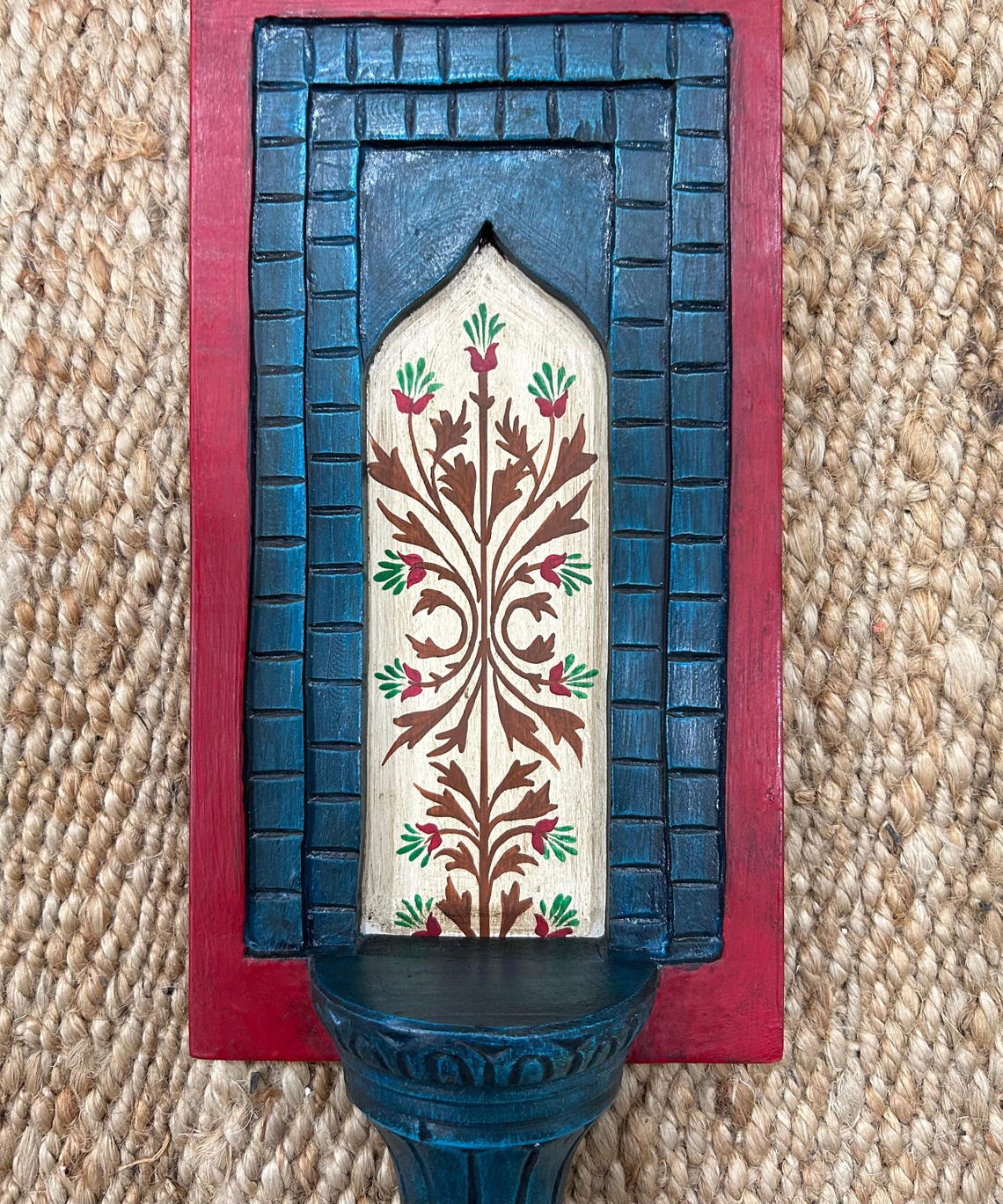 Indian Wooden Hand Painted Multi Color Wall Decor Frame Antique Finish ...