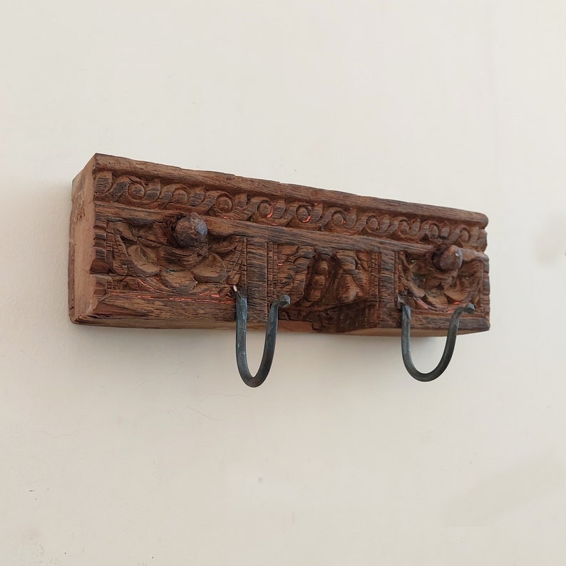 Indian Antique Wooden Wall Hanging Two Hook Hanger / Home Decor / Wall ...