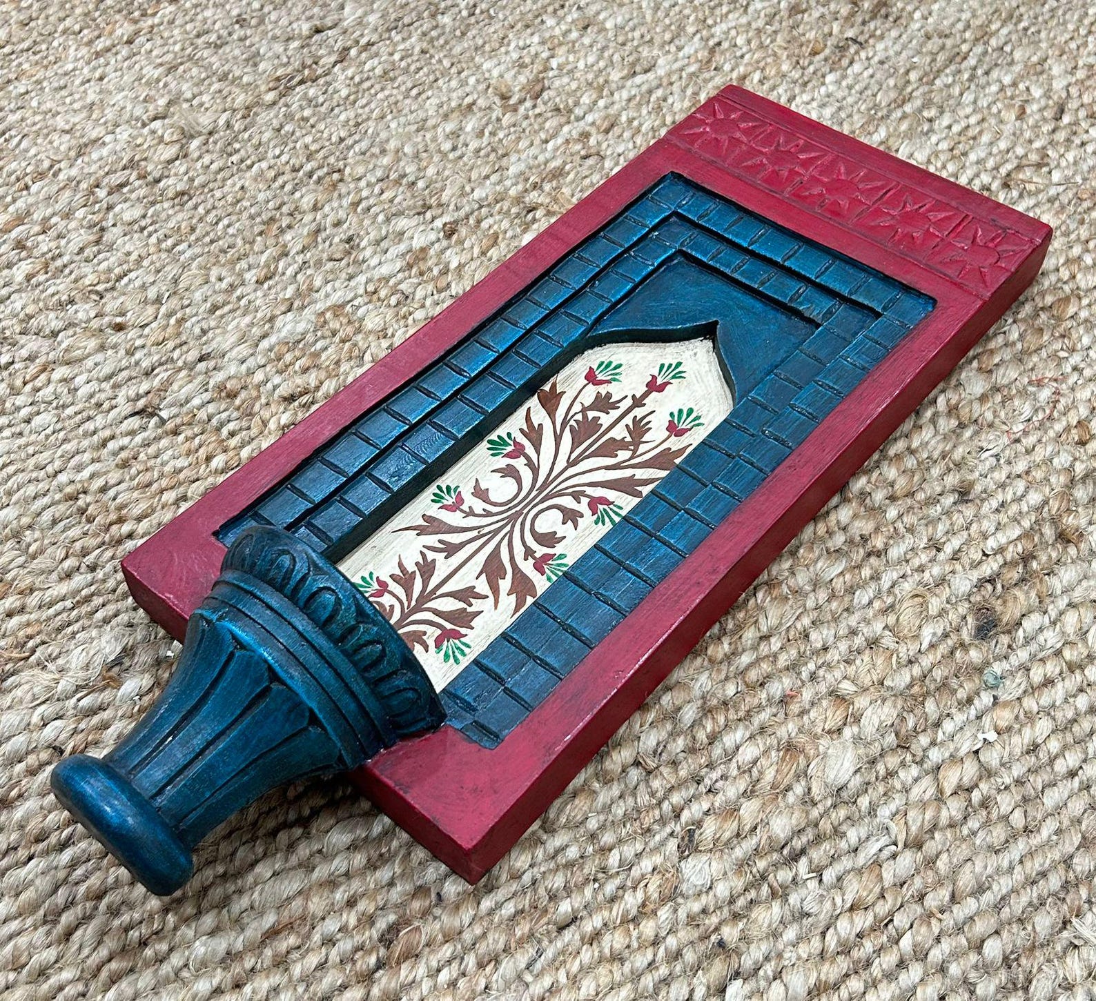 Indian Wooden Hand Painted Multi Color Wall Decor Frame Antique Finish ...