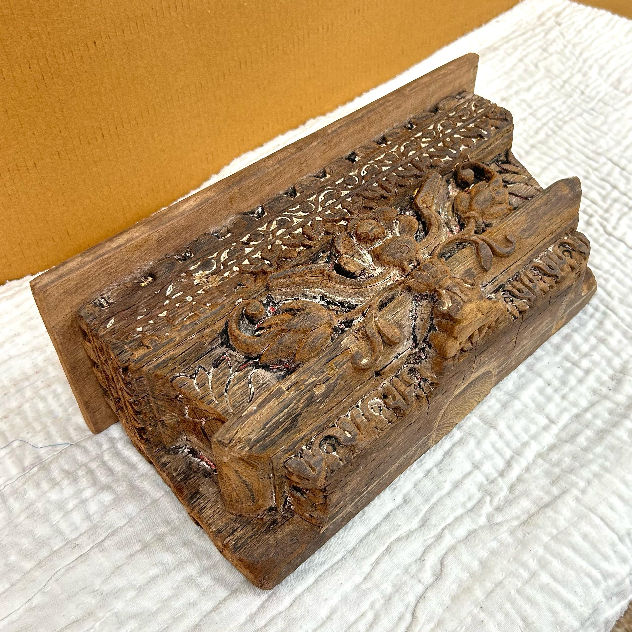 Indian Antique Wooden Wall Decor Shelf With Natural Finish Vintage ...