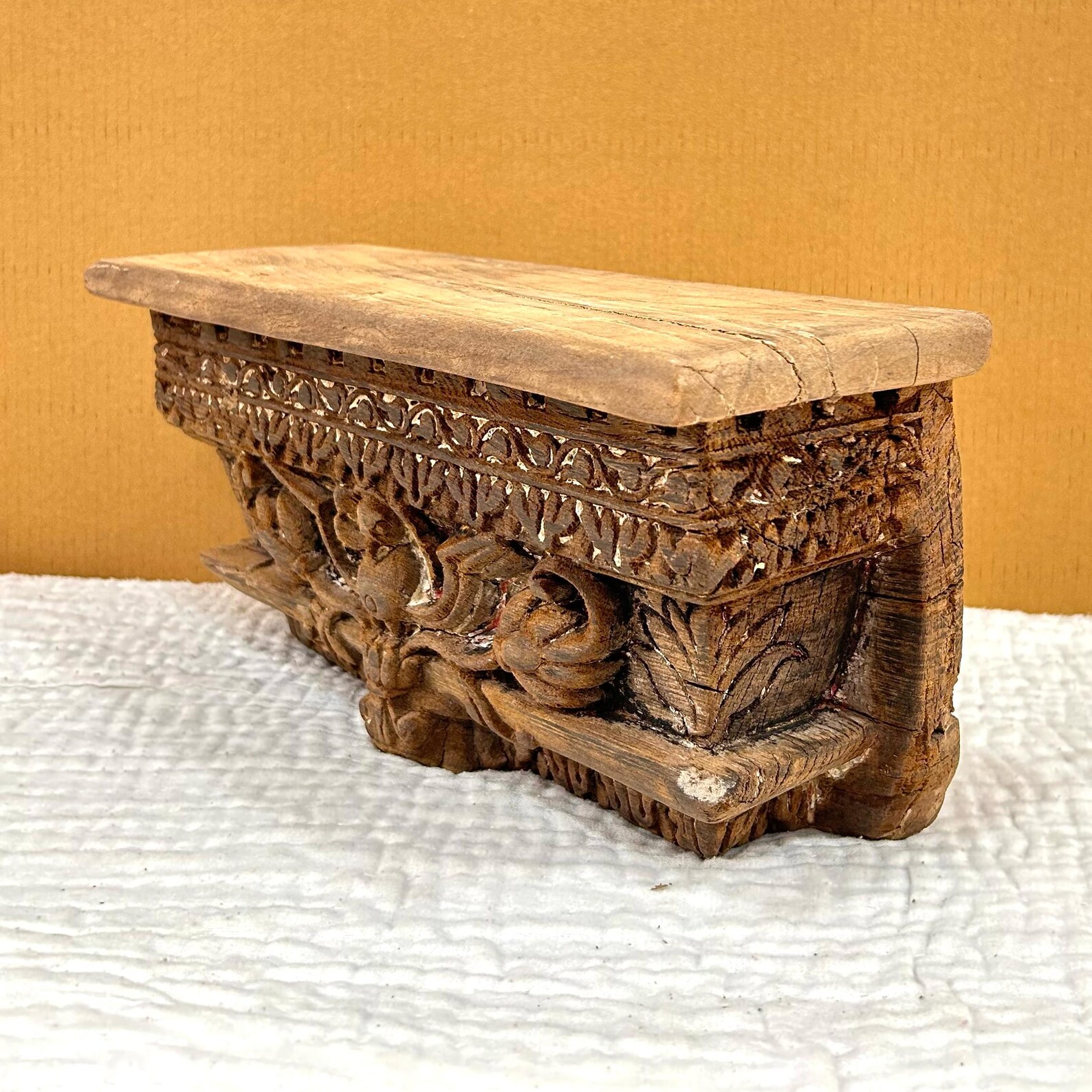 Indian Antique Wooden Wall Decor Shelf With Natural Finish Vintage ...