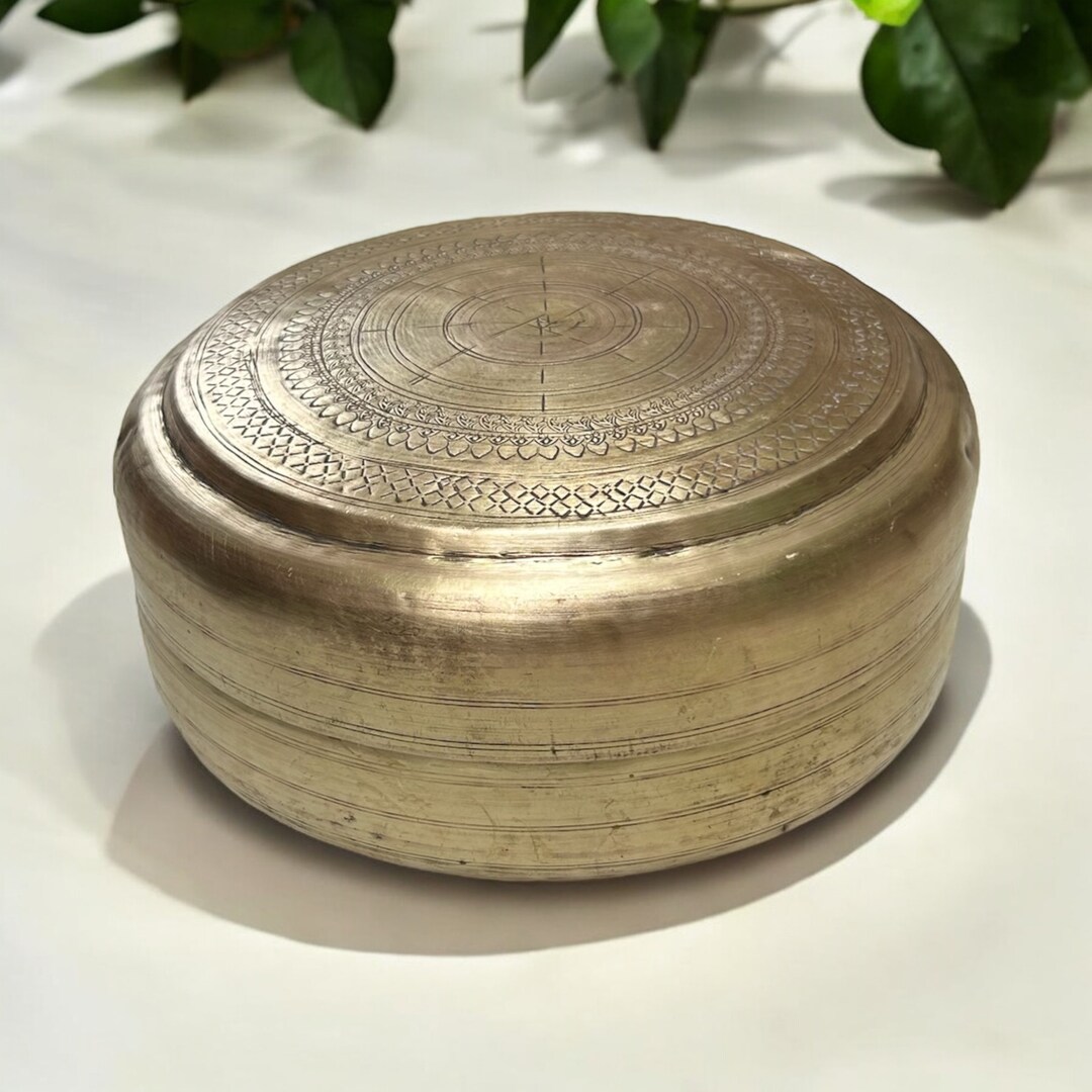 Indian Vintage Brass Chapati Box / Brass Tiffin Box / Antique Jewellery ...