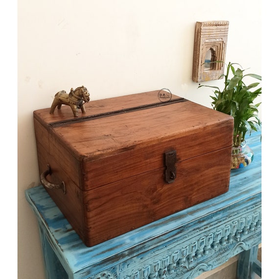 Antique Indian Wooden Box, Wooden Sandook Box, Home D… - Gem