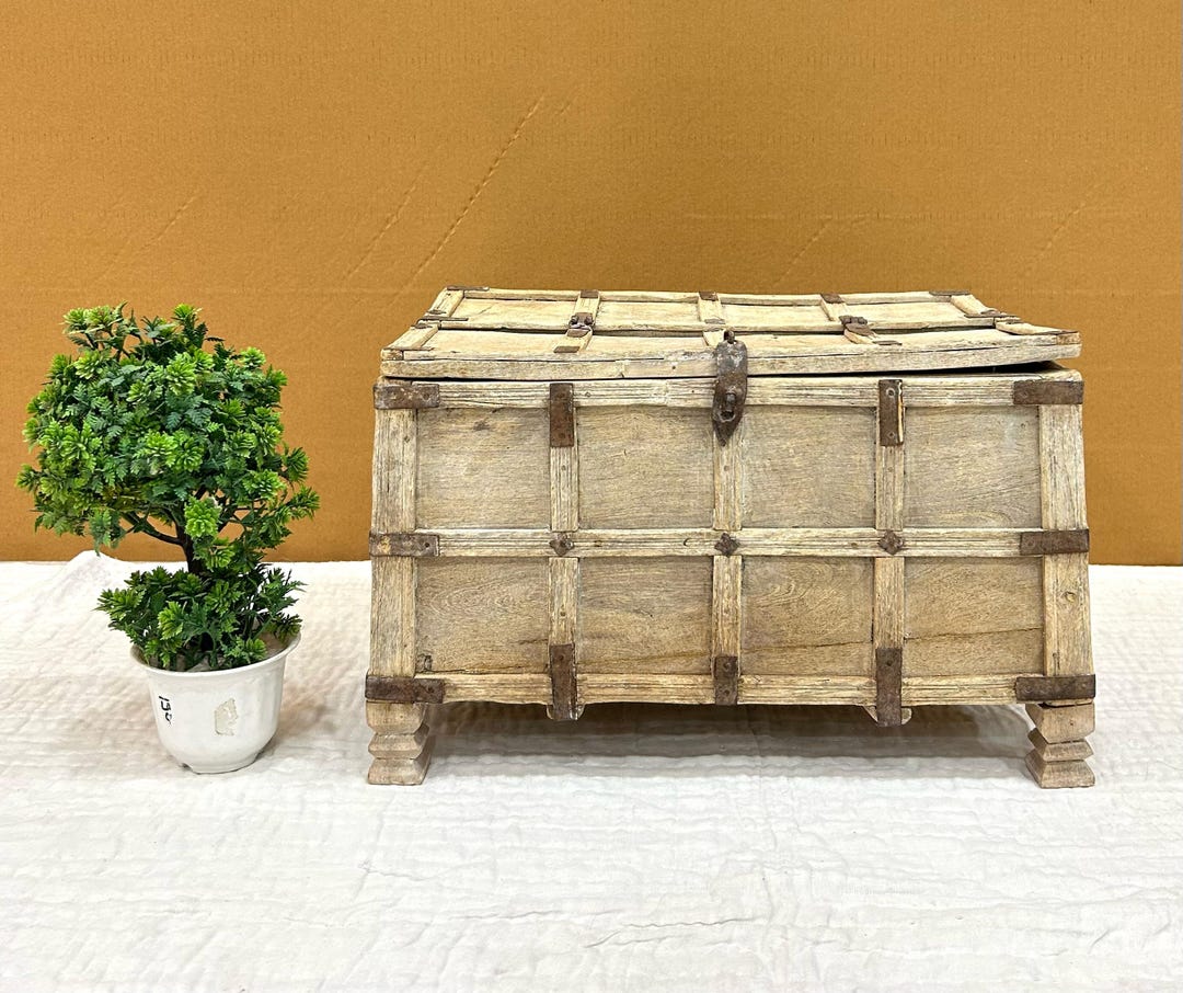 Indian Vintage Wooden Pitara Box Antique Almira Storage Box Living Room ...