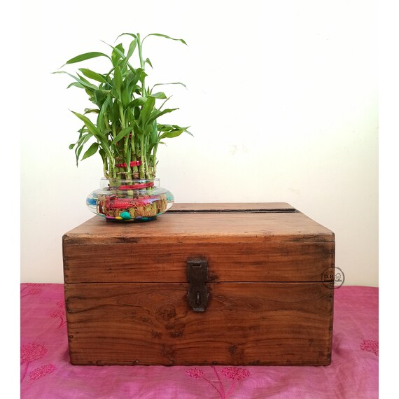 Antique Indian Wooden Box, Wooden Sandook Box, Home D… - Gem