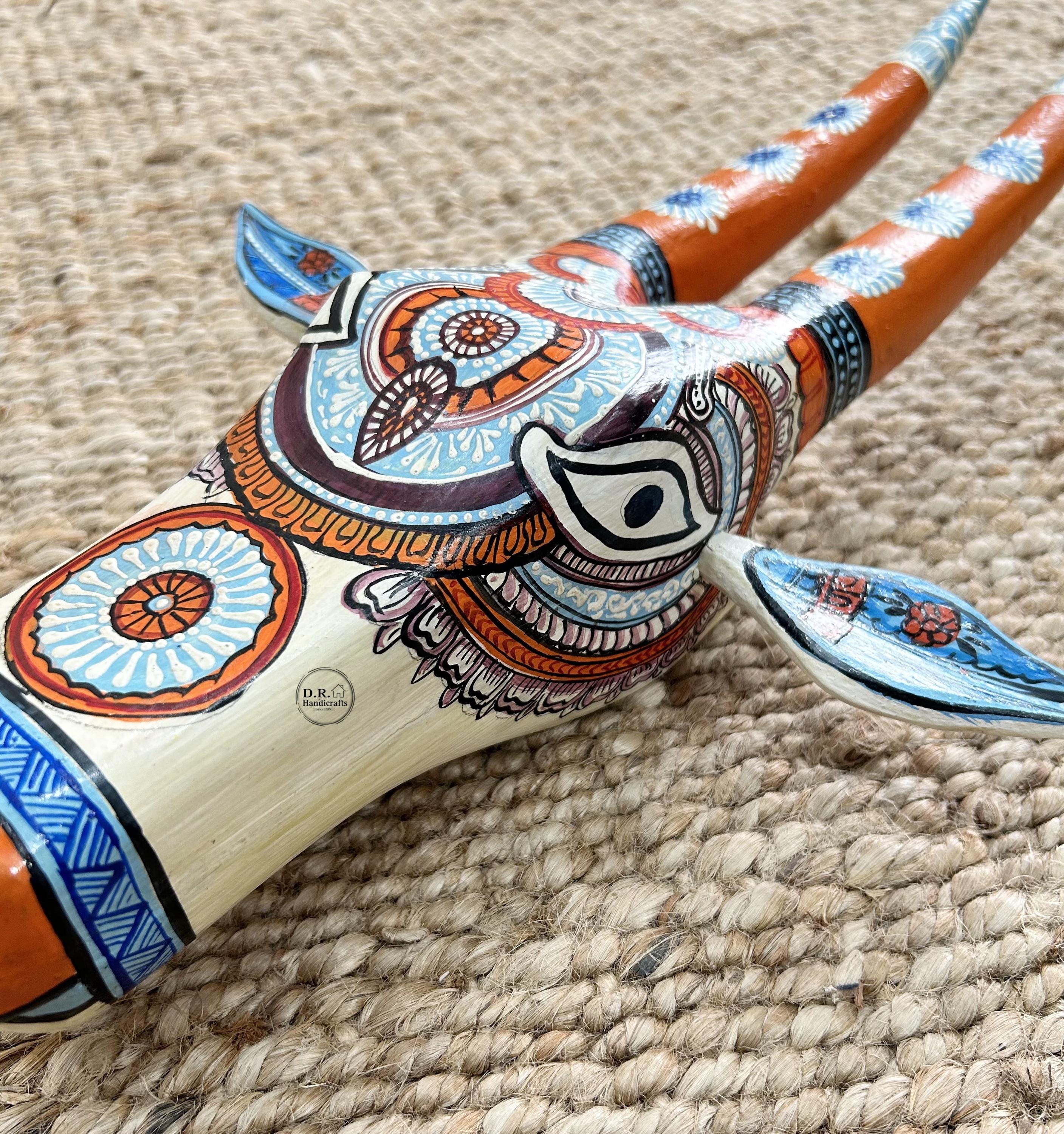 Wooden Wall Decor Hand Painted Cow Head Antique Style Handmade Wall ...