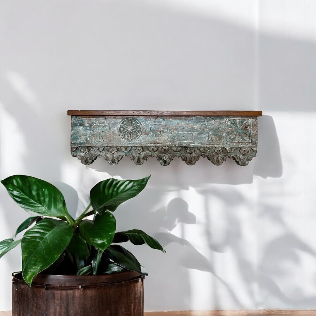 Indian Vintage Wooden Wall Hanging Shelf Antique Wall Decor Rustic ...