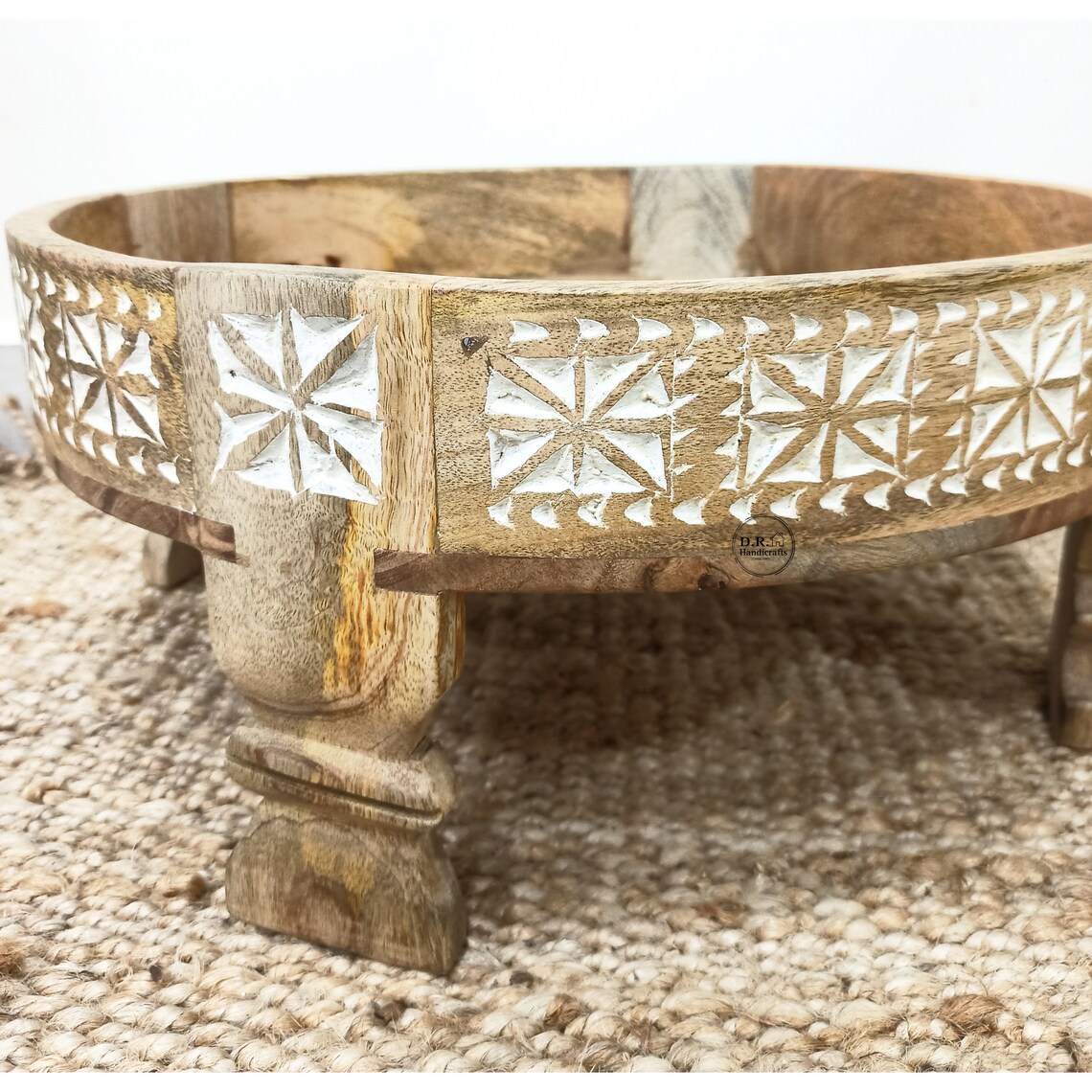 Indian Wooden Carved Chakki Table / Wooden Grinder Table / Handmade ...