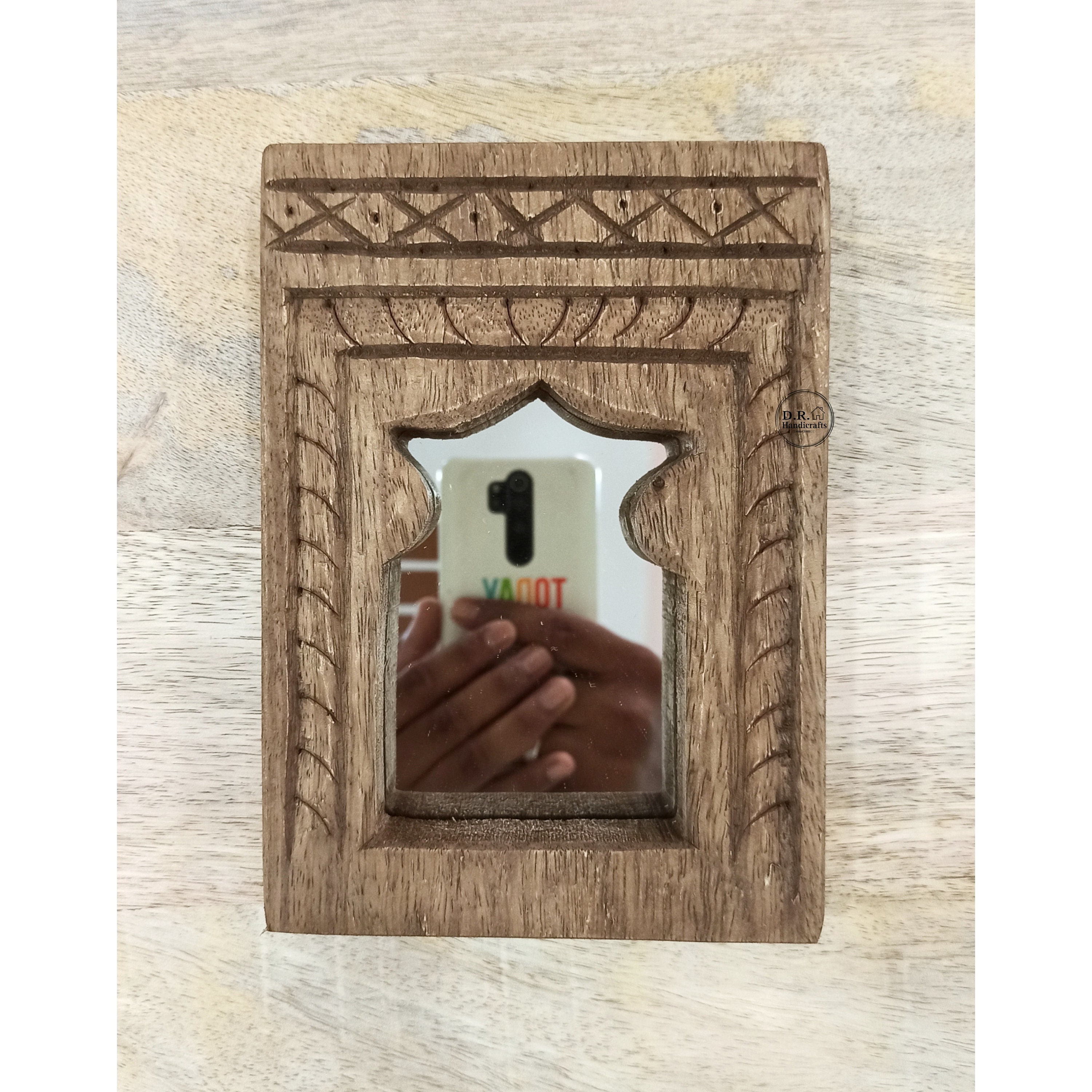 Indian Antique Wooden Carved Wall Hanging Temple Mirror Frame ( Set of ...